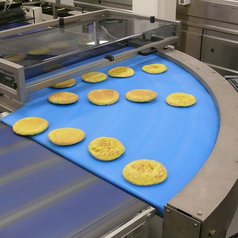 Curved fabric conveyor for delicate food products? The Racer by Jonge ...